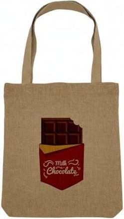 Fabulous Sac Shopping Tote Bag Aspect Lin - Milk Chocolate Surprise Pocket Illustration Drawing - Sac de Courses Toile Epaisse 360g Beige Naturel Cabas Port&eacute; E