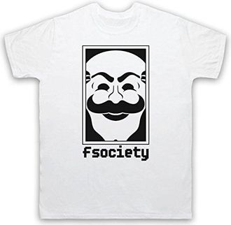 The Guns Of Brixton Mr Robot Fsociety Logo T-Shirt des Hommes, Blanc, Medium