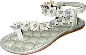 Generic Sandales plates pour femme - Motif floral - Style bohème - Pour plus de confort et de style, a vert, 36.5 EU