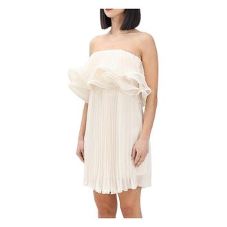 Simona Corsellini Mini Voile Pliss&eacute; Kleid - - Dresses - Damen - Wei&szlig; - XS