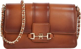 Tommy Hilfiger Damen Heritage Leather Bag with Chain Crossbody Strap Umh&auml;ngetasche, Br&uuml;nierte Br&auml;une