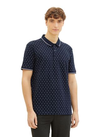Tom Tailor Tom Tailor Denim Herren Piqu&eacute; Poloshirt mit Punkten, 34994 - Navy Mini Squares Print, XS