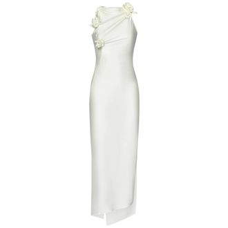 Coperni Femme, Robes, Blanc, Taille: 40 FR Robe Blanche Asym&eacute;trique avec Fleurs Nou&eacute;es
