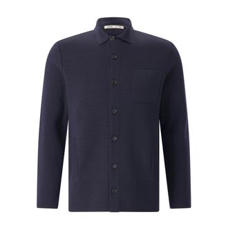 Maurizio Baldassari Homme, Pulls, Bleu, Taille: 2XL Cardigan &agrave; col chemise