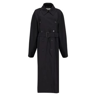 Saint Laurent Schwarzer Wolltrenchcoat - - Coats - Damen - Schwarzk - S
