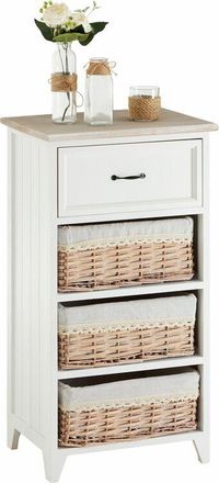 IDIMEX Commode PROVENCE, 1 tiroir et 3 paniers, blanc