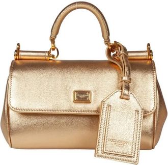 Dolce & Gabbana Hobo Bags - My Sicily Handbag In Laminated Leather, Gold Color - Gr. unisize - in Beige - f&uuml;r Damen