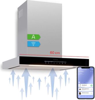 Klarstein Klarstein - Dunstabzugshaube 60cm Umluft/Abluft, Dunstabzugshaube f&uuml;r K&uuml;chen, Abzugshaube mit Filter, Dunstabzug mit 577.8m&sup3;/h Luftstrom, Wandhauben