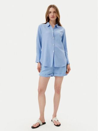 Selmark Set Hemd und Stoffshorts BC176 Blau Relaxed Fit