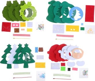 Garneck 4 Stück Weihnachtsschmuck Urlaub Baumschmuck Mini-Kranzdekoration Weihnachten Weihnachtsmann DIY Holiday Party Anhänger Mini-Kranz-Hängeanhänger Feier