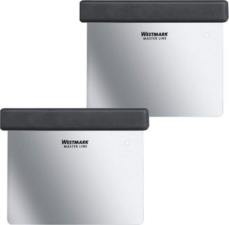 Westmark 2 Profi-Teigschaber/Spachtel, mit Griff, flexible Klinge, Klingenmaß: 8 x 12 cm, Rostfreier Edelstahl/Kunststoff, Master Line, Schwarz/Silber, 308022E