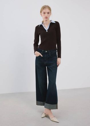 Mango Kombinierter Pullover mit Hemdkragen schokolade - Damen - XS - MANGO