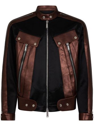 Dsquared2 veste bomber &agrave; design m&eacute;tallis&eacute; - Marron
