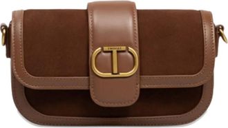 Twin-Set sac à bandoulière à plaque logo - Marron