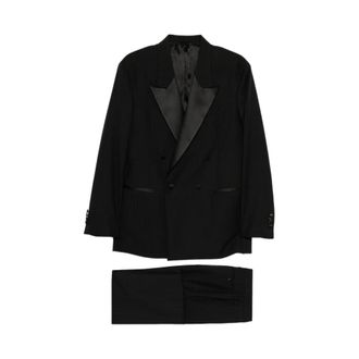 Reveres 1949 Shawl-Lapel Gestreifter Zweireiher-Anzug - - Suits - Herren - Schwarzk - L