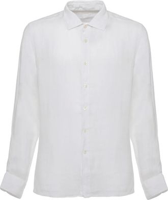 120% Lino Homme, Chemises, Blanc, Taille: L Chemise &agrave; Manches Longues en Lin