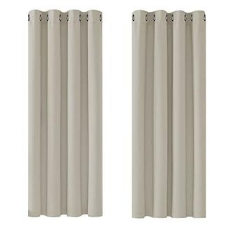 Deconovo Rideaux Occultants Isolant Thermique Anti Froid, Rideaux pour Chambre Gar&ccedil;on, Design Moderne &agrave; Oeillets, 117 x 138CM(Largeur x Hauteur), Beige Clair, 