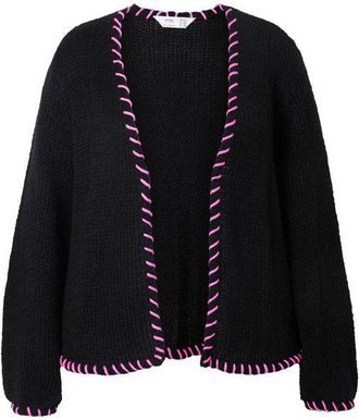 Angel Of Style Strickjacke Strickjacke Straight Fit Zierkanten Ballon&auml;rmel