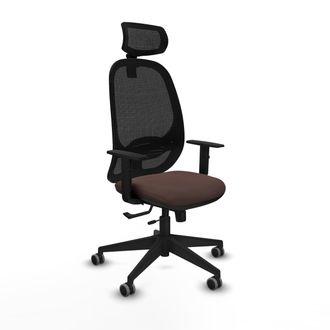 Piqueras y Crespo Stuhl mit Lendenwirbel- und Nackenst&uuml;tze mit 1D-Armlehnen und h&ouml;henverstellbarem Kopfteil, ausgestattet mit Syncro/Traslack und Schneideschaum, Schwar