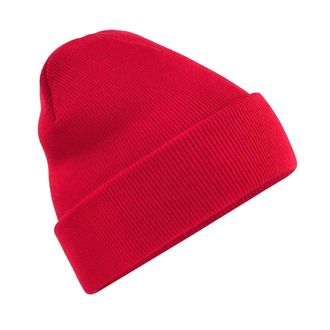 Beechfield Kinder-Acryl-Strickm&uuml;tze / Beanie, Unisex, f&uuml;r Schule, rot