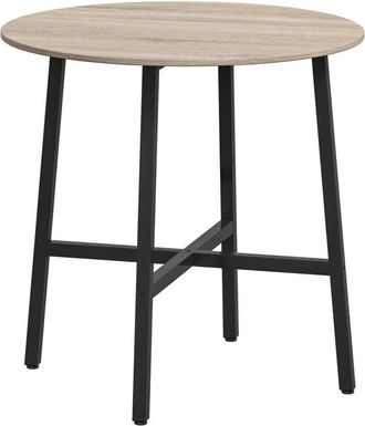 HOMCOM Homcom - Table ronde dia. 80 cm style industriel piètement acier noir plateau aspect bois clair