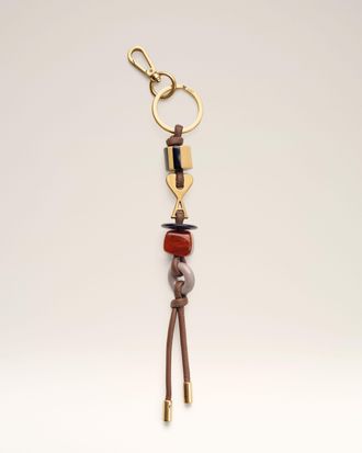 Ami Porte-Cl&eacute;s En Cuir Marron Perles Ami De Coeur en M&eacute;tal Caramel & or Vibre - TU - Unisex