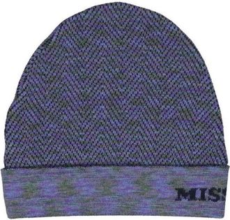 Missoni Homme, Accessoires, Violet, Taille: ONE Size Bonnet en laine avec d&eacute;tails c&ocirc;tel&eacute;s