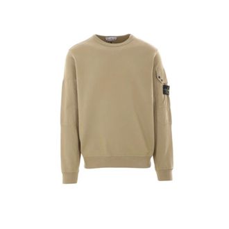 Stone Island Homme, Sweatshirts et sweats &agrave; capuche, Beige, Taille: 2XL Pull en jersey de coton avec poche cargo
