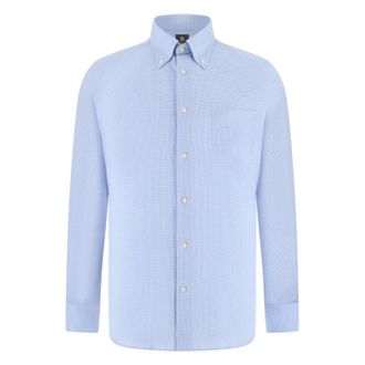 Boggi Milano Homme, Chemises, Bleu, Taille: XL Chemise en coton &agrave; carreaux coupe regular