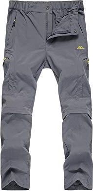 Yonglan Homme/Femmes Amovible Pantalons Imperméables Randonnée Extérieure pour Le Sport De Calade Élasticité Pantalon Gris F XL
