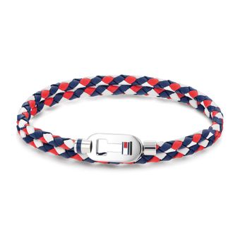 Tommy Hilfiger Jewelry Geflochtenes Lederarmband f&uuml;r Herren Rot, Weiss und Blau - 2790387