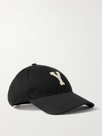 Saint Laurent Casquette En Serge De Coton &Agrave; Appliqu&eacute; - Noir
