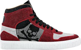 Philipp Plein Low-Top Sneaker - Hightop-Sneaker Notorious Mit Schmucksteinen - Gr. 37 (EU) - in Rot - f&uuml;r Damen