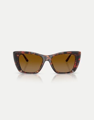 Michael Kors Tokyo eckige polarisierte Sonnenbrille mit braunem Glas in Luggage-Schildpatt