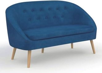 IDMarket Canap&eacute; Banquette en Velours Sonia Bleu