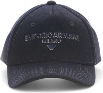 Emporio Armani Homme, Accessoires, Bleu, Taille: ONE Size Casquette de baseball en laine vierge avec logo brod&eacute;
