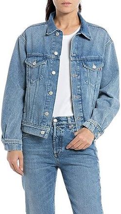 Replay Veste en Jean Courte Femme, Bleu Moyen 009 (Bleu), M
