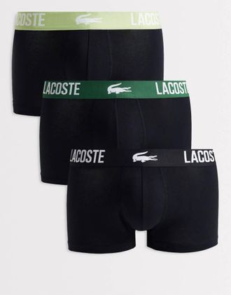 Lacoste 5er-Pack Unterhosen in Schwarz mit gr&uuml;nem Bund