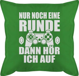 Shirtracer Kissen 50x50 - Statement mit Sprüchen - Nur noch eine Runde dann hör ich auf - 50 x 50 cm - Grün - gamerkissen kissenbezug spruch sprüche game kissenb