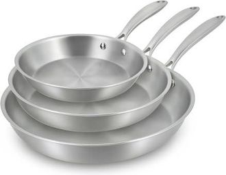 Menastyl Cuisson Lot de 3 poêles inox 18/10 Triply tous feux dont induction fabriquées en France - sans PFAS ni substances nocives - Compatibles lave-vaisselle - 20, 2
