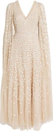 Needle & Thread Clover Cape-Sleeve Gown Size S