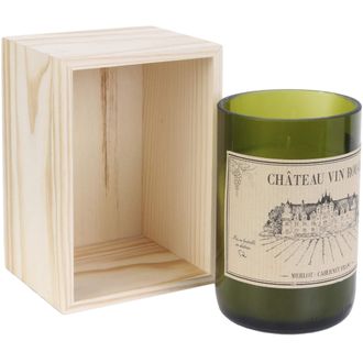 The Home Deco Factory Home Deco Factory BO5392 Duftkerze, Flasche Wein, Burg, Rotwein oder südlicher Rosé-Bereich, Duft: Sandelholz, Glas, Box, Holzkiste, Grün und Beige, H