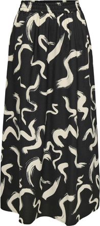 Only Damen Onlnova Life Elite Jamilla Skirt Rock, Black/AOP:587 Yoko, 36