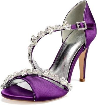 Generic Chaussure Mariage Femme Sandales Tendance pour Ouvert Stylet Talons Mari&eacute;e pour Robes Et Chaussures De F&ecirc;te 10.5Cm,Violet,38 EU