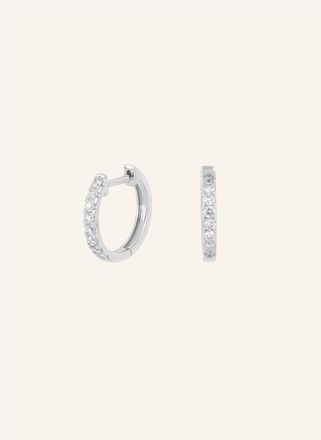 Leaf Creolen Circle Big Aus 18 Karat Weißgold Mit Diamanten silber