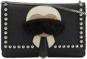 Fendi Pre-owned Karl Lagerfeld Leather 2way Shoulder Bag - Femme - Pre-owned - Noir - Taille: ONE Size