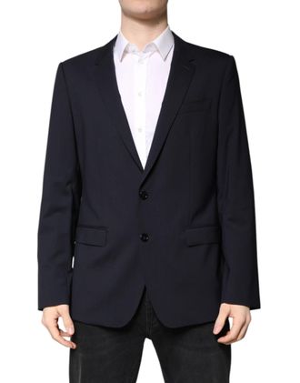Dolce & Gabbana Mens Blazer Martini Dark Blue Wool Singlebreasted Navy Virgin Elastane Clothing