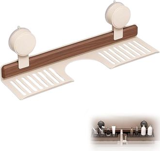 Generic &Uuml;ber Wasserhahn Badezimmer Waschbecken Regal - No-Drill Saugnapf Lagerung 80cm/31,4 Zoll Nussbaum Creme - Wandmontage f&uuml;r einfachen Zugang und platzsp