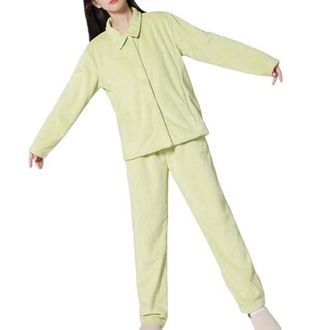 Generic Pyjama confortable pour femme - Haut de pyjama d&eacute;contract&eacute; &agrave; revers crant&eacute; Pantalon &agrave; jambe droite L&eacute;ger Coupe ajust&eacute;e Tenue de d&eacute;tente avec poches Mo