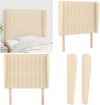 vidaXL Vidaxl - Kopfteil mit Ohren Creme 93x23x118/128 cm Stoff - Bettkopfteil - Kopfteil - Cremefarbenes Kopfteil - Betthaupt - Wohnaccessoires - Home &